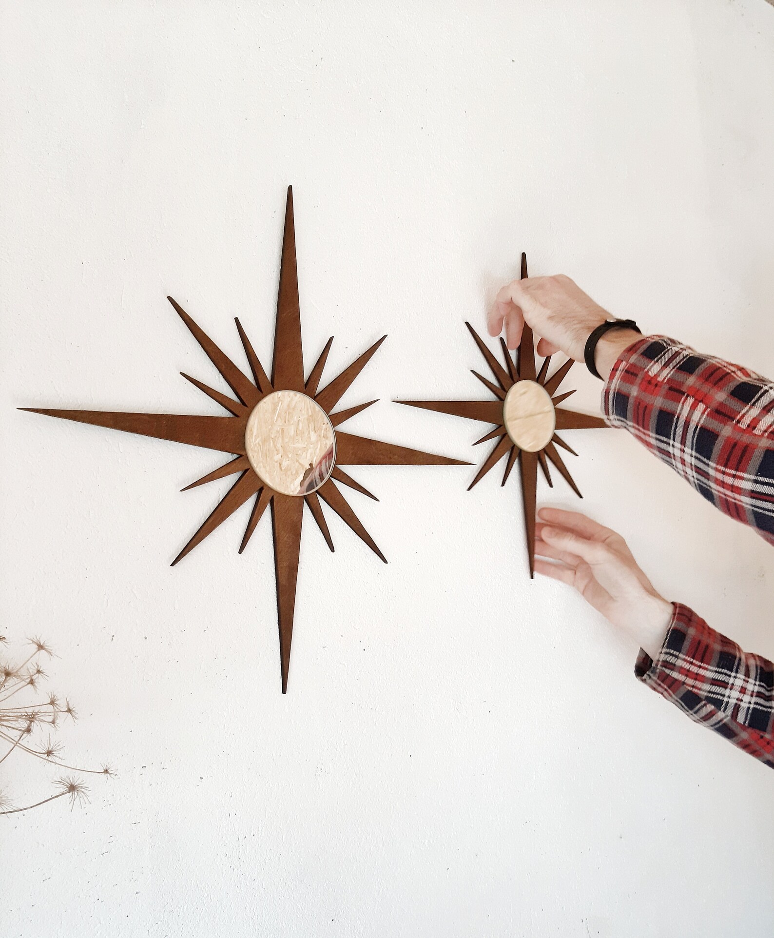 Rustic Star Mirror Wooden Wall Decor Wall Hanging Boho Wall - Etsy