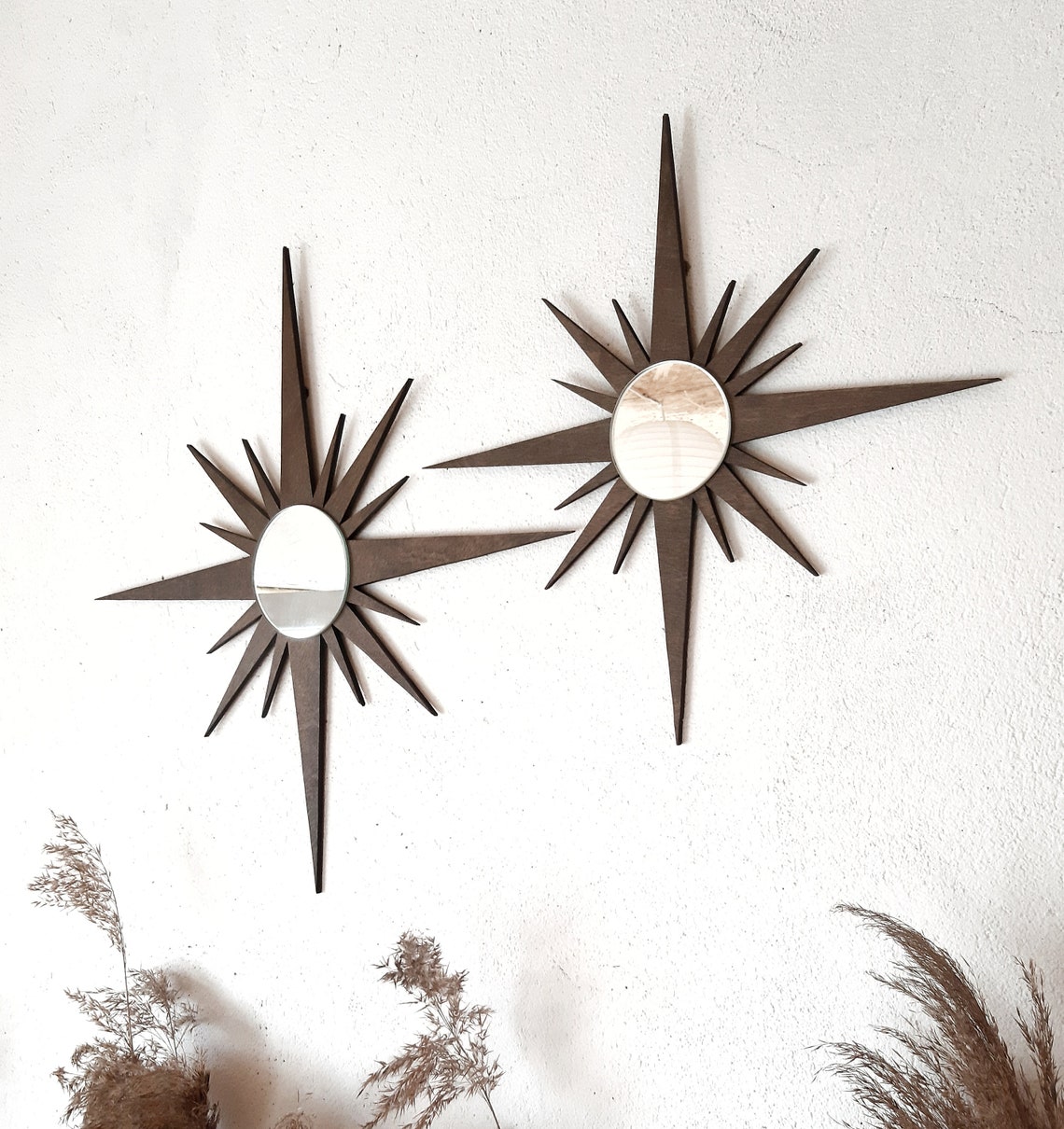 Rustic Star Mirror Wooden Wall Decor Wall Hanging Boho Wall - Etsy