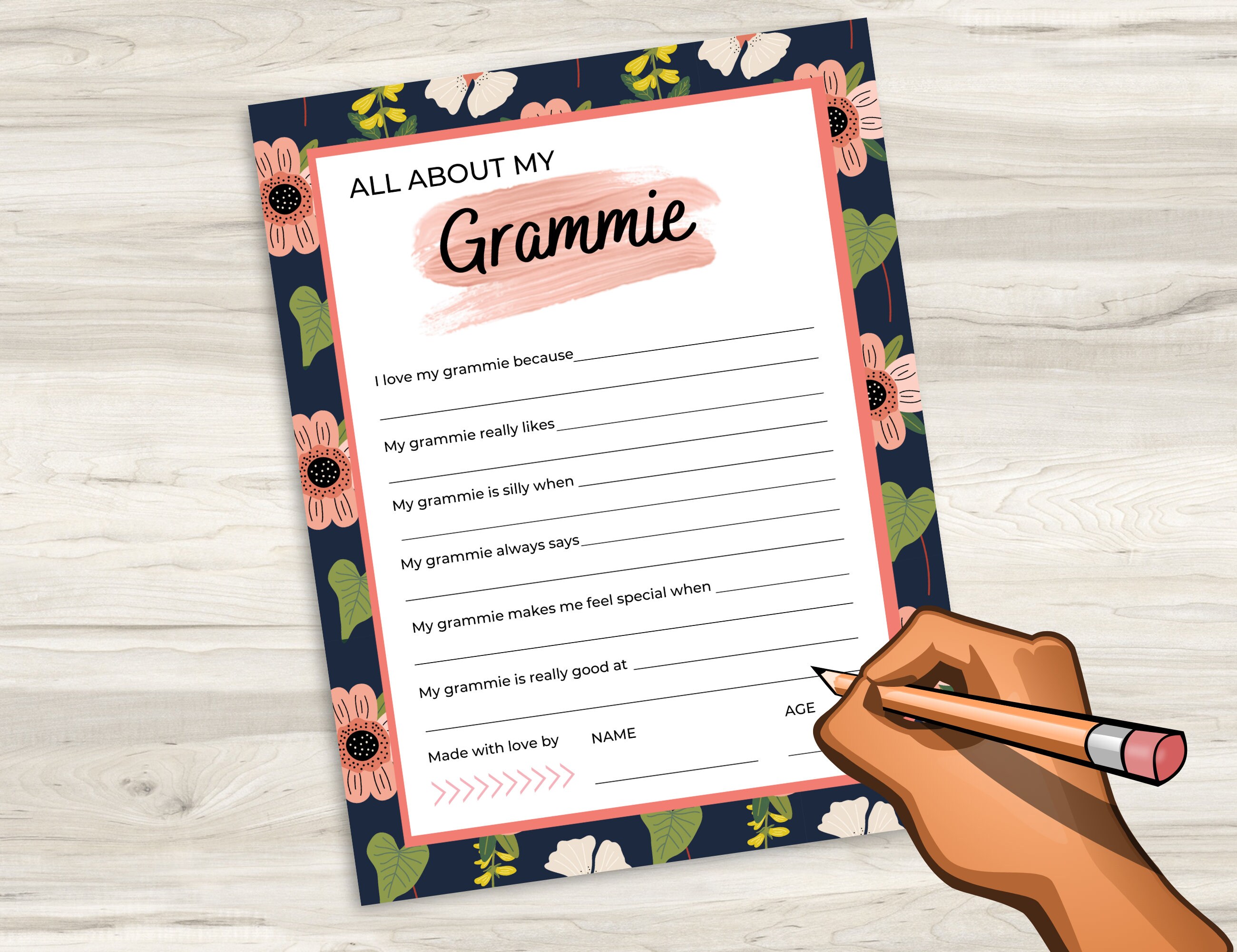 All About My Grammie Grandparent's Day Keepsake Gift From Grandchildren ...