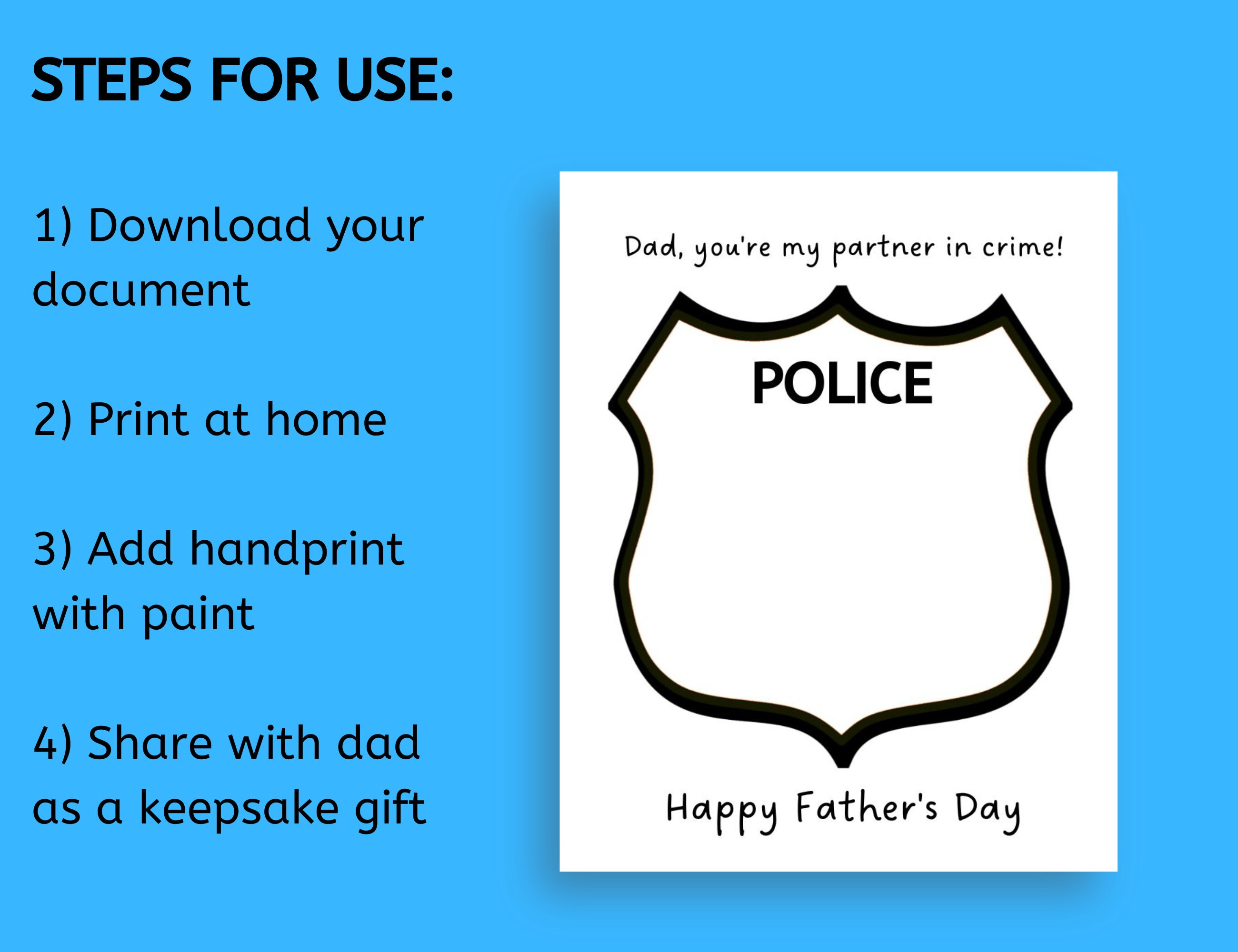 Police Officer Handprint Art | Father's Day Keepsake (PDF Download) - Etsy