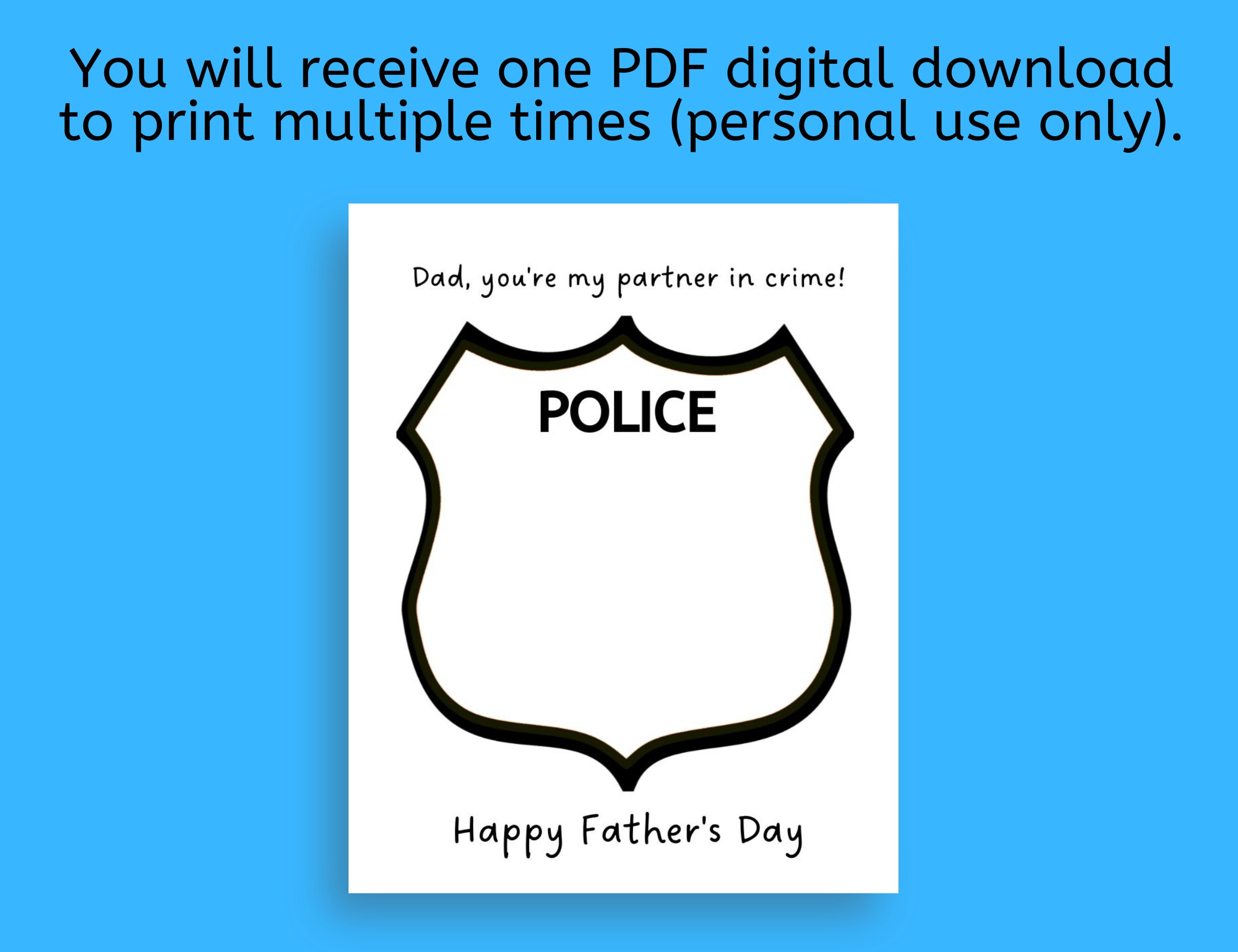 Father's Day Handprint Printable Art | Police Officer Gift for Dad ...