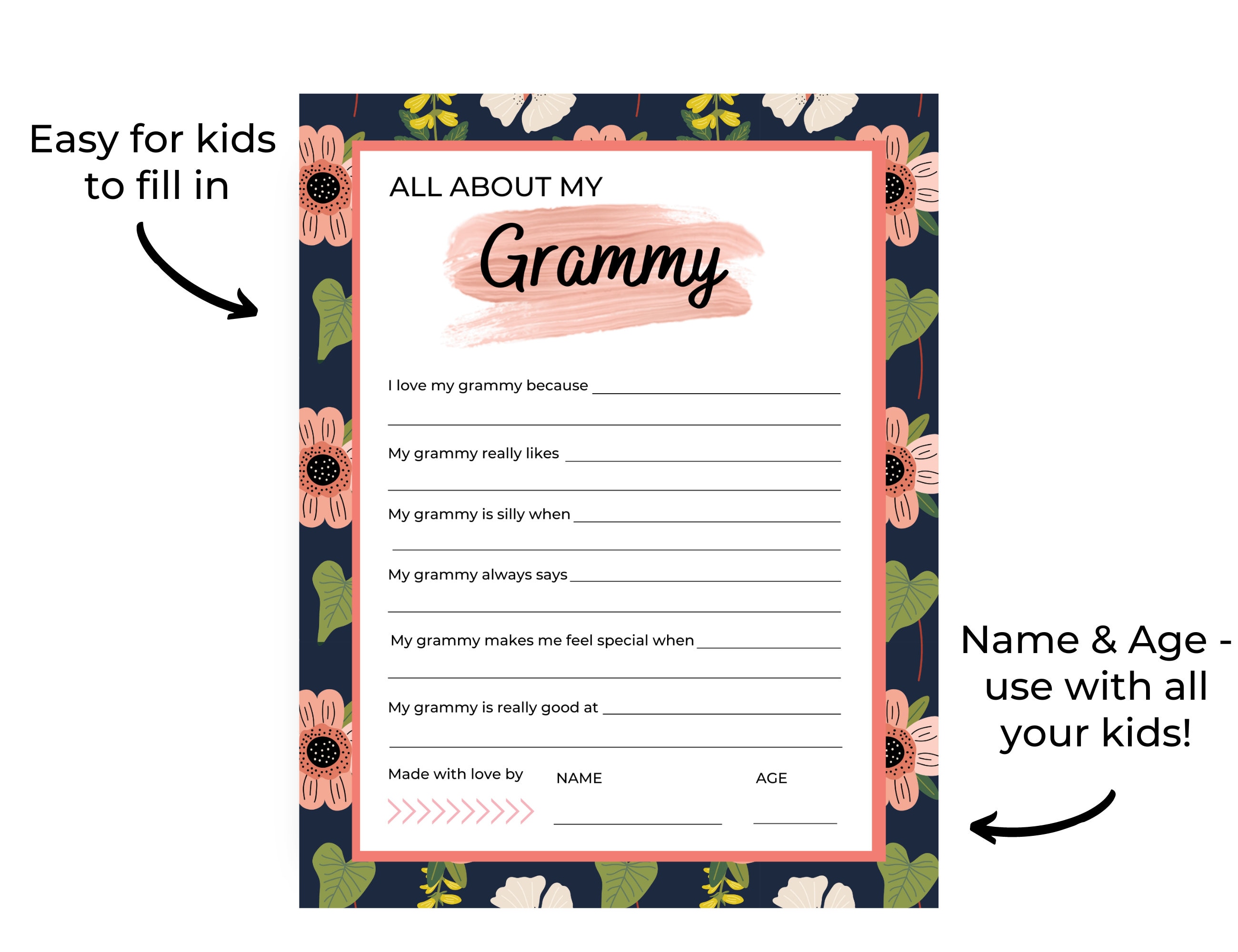 All About My Grammy Grandparents Day Keepsake Grammy Gift - Etsy