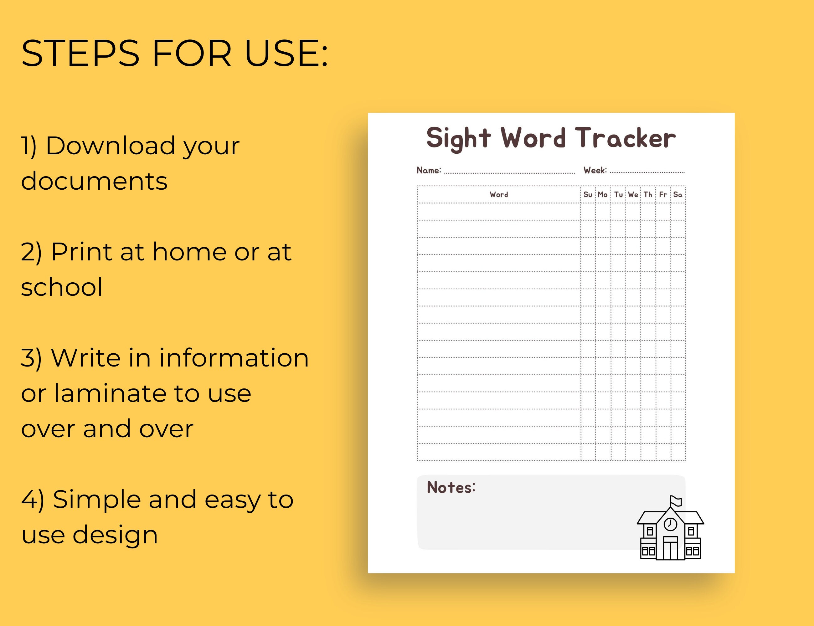 40 Prek Dolch Sight Word Flashcards & Tracker | Printable - Etsy