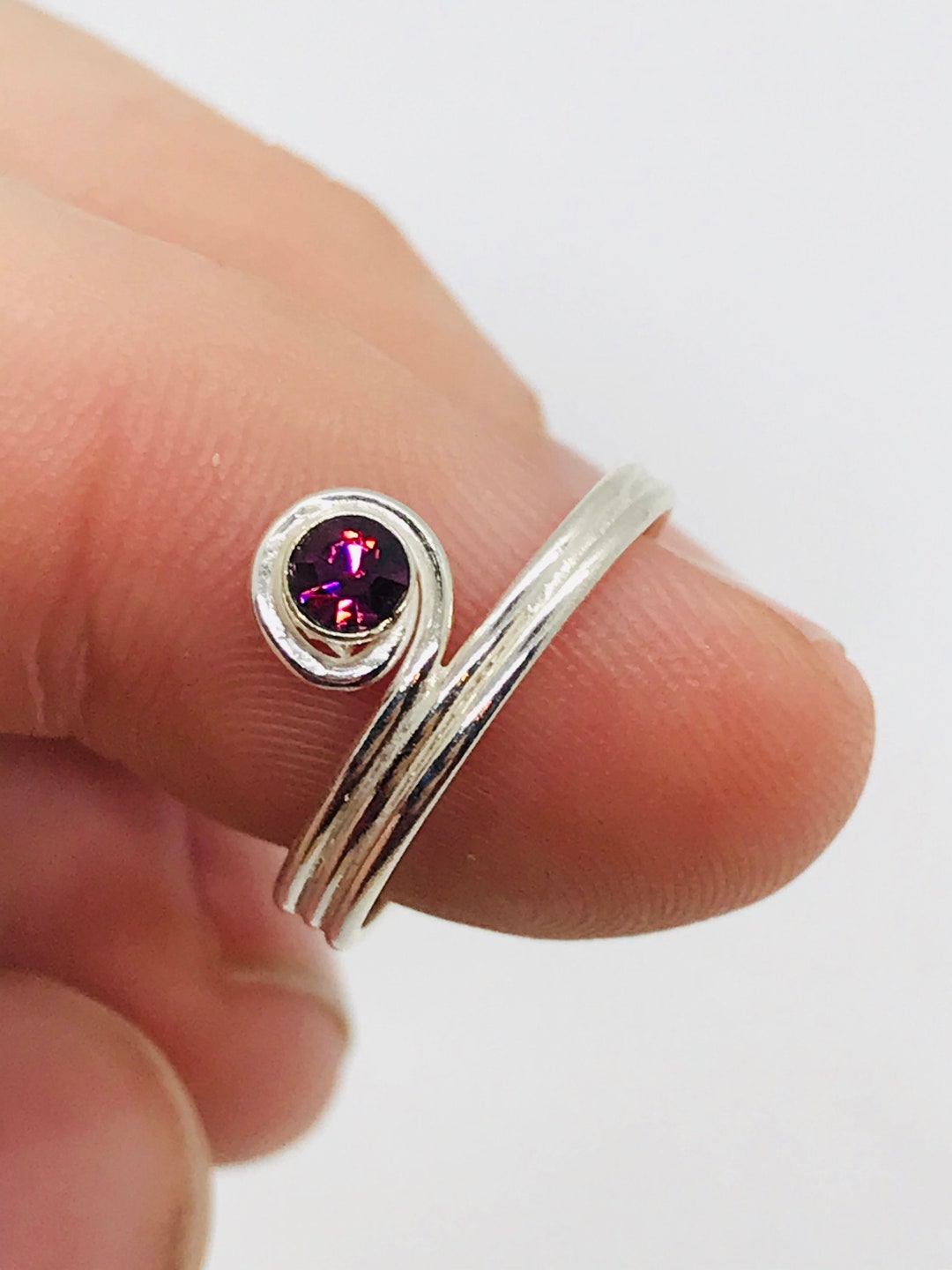 Cute Pink Gemstone and Sterling Silver Toe Ring, Pink Topaz, Pink ...