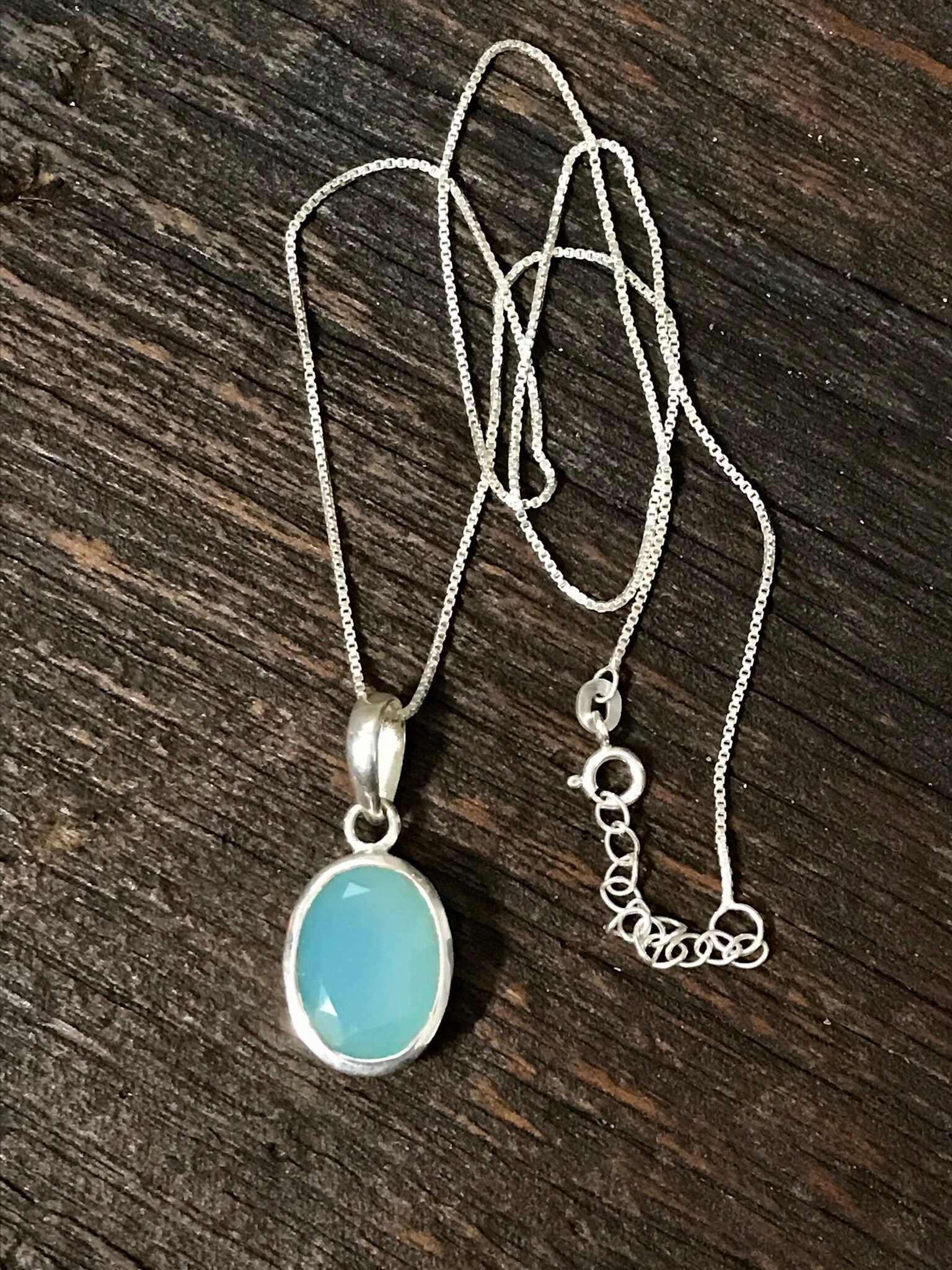 Beautiful Aqua Blue Chalcedony Gemstone Pendant Necklace, Gemstone ...