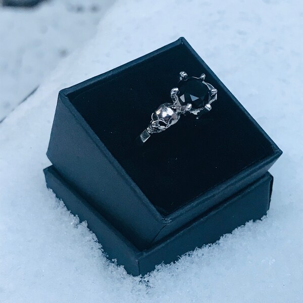 Onyx Skull Ring - Etsy