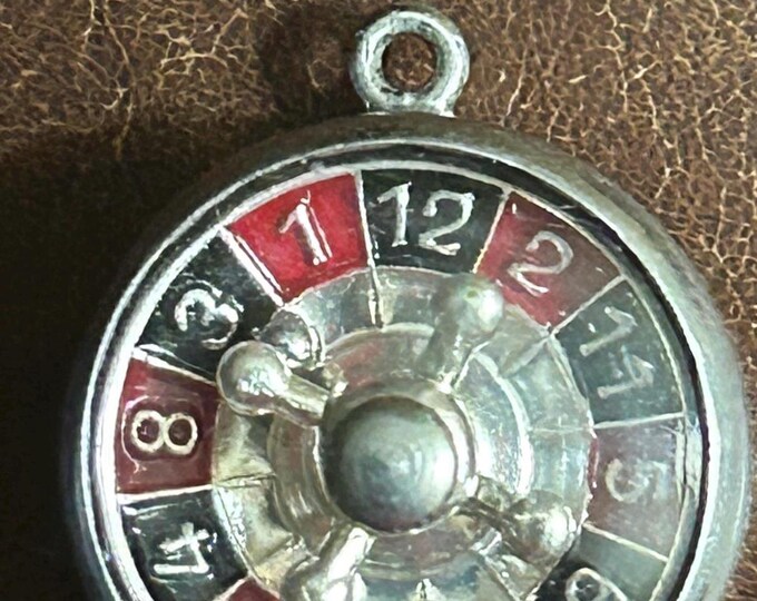 Vintage Movable Sterling Silver Enamel Roulette Wheel Pendant or Charm ...