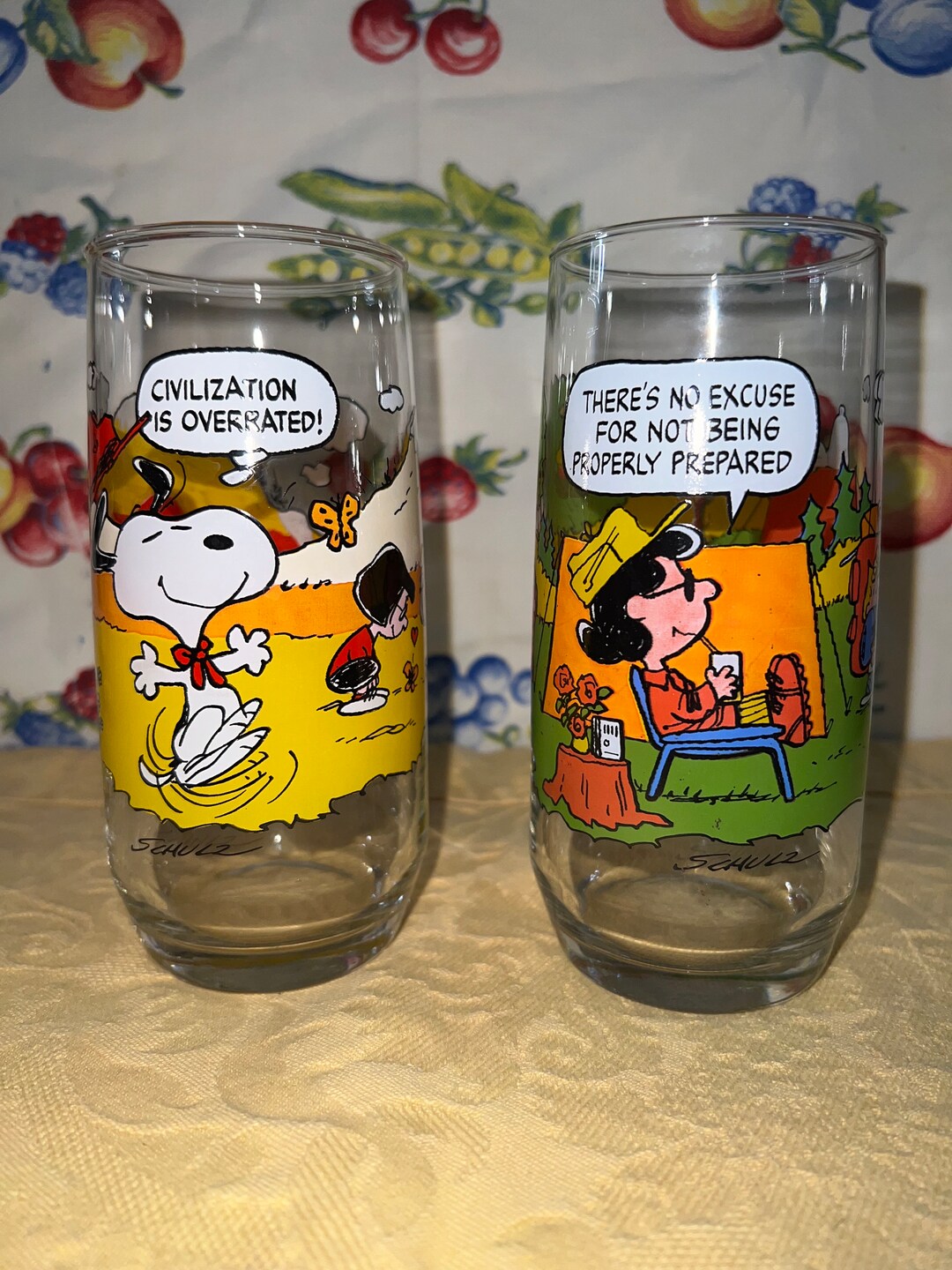 Set of 2 Camp Snoopy Drinking Glasses - Etsy