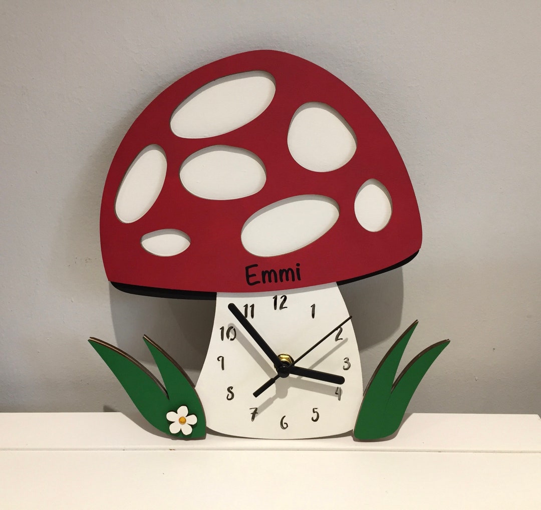 Personalised Toadstool Mushroom Clock - Children’s Clock - Nursery ...