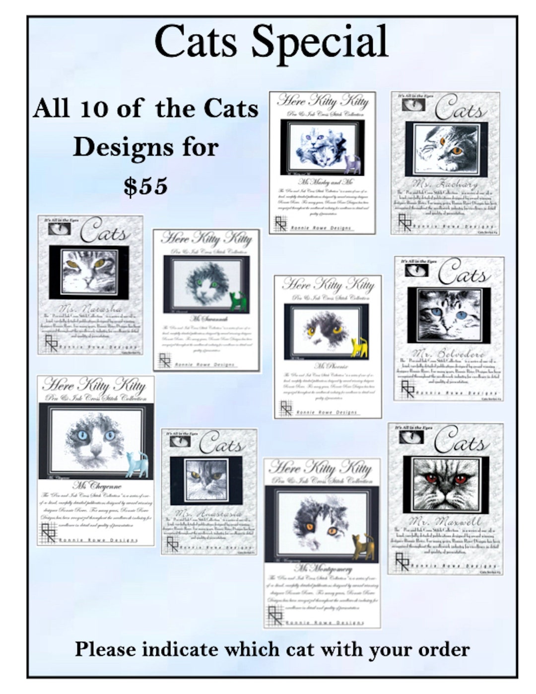 SPECIAL CATS - All 10 of the Cat Designs for 55 Dollars - Etsy