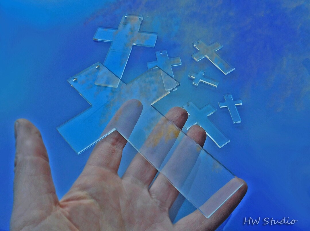 Clear Acrylic 1/8" and 1/4" Cross Shape, Clear Cross Shapes, Crafts and ...
