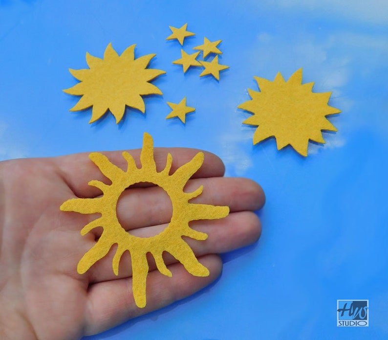 Yellow Felt Sun 14pc Stars 30pc Laser Cut Sun Shapes | Etsy