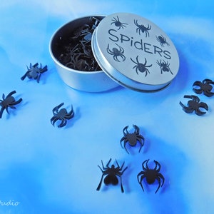 Little Acrylic Spiders in Aluminum Box, Laser Cut Tiny Spider Shapes ...