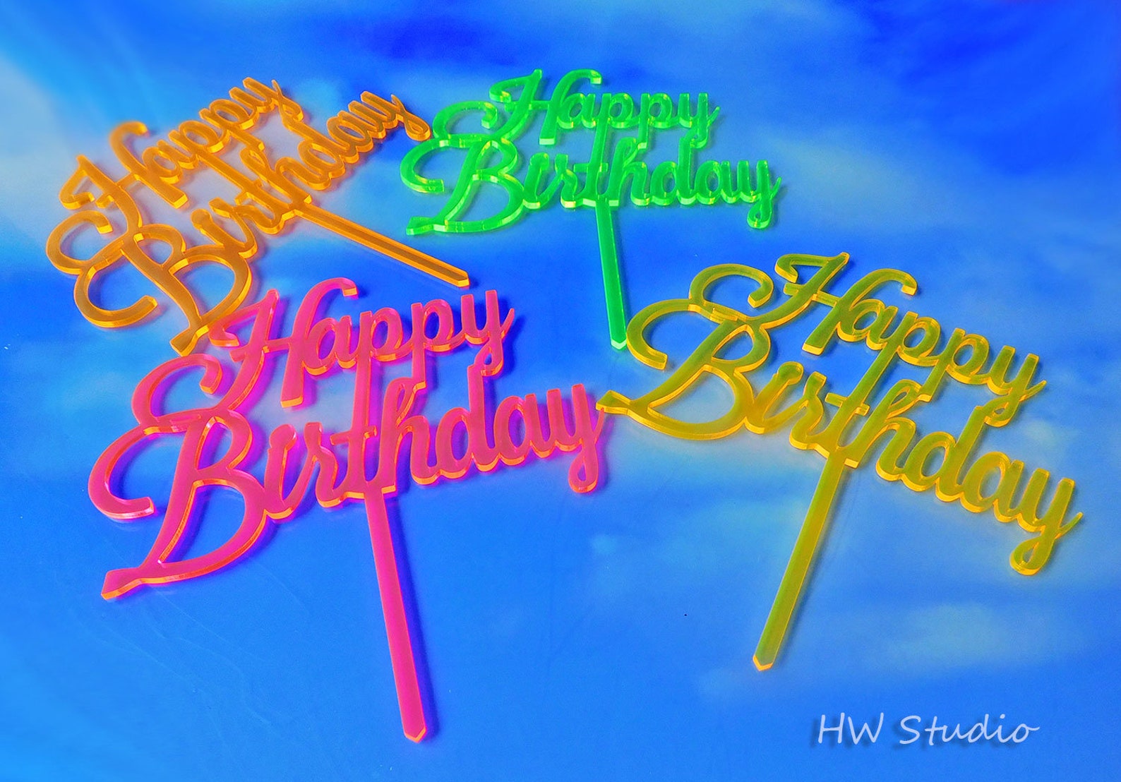 Fluorescent HAPPY BIRTHDAY Cake Topper 4 1/2 Neon Pink - Etsy