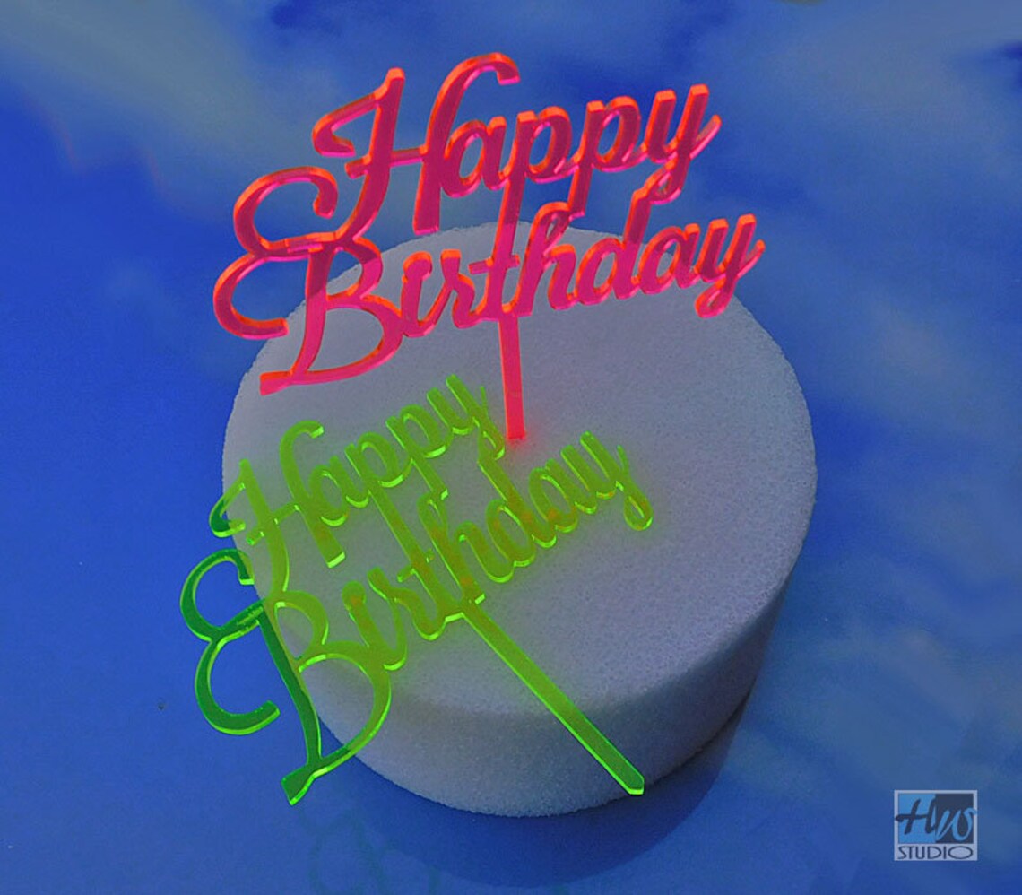 Fluorescent HAPPY BIRTHDAY Cake Topper 4 1/2 Neon Pink - Etsy
