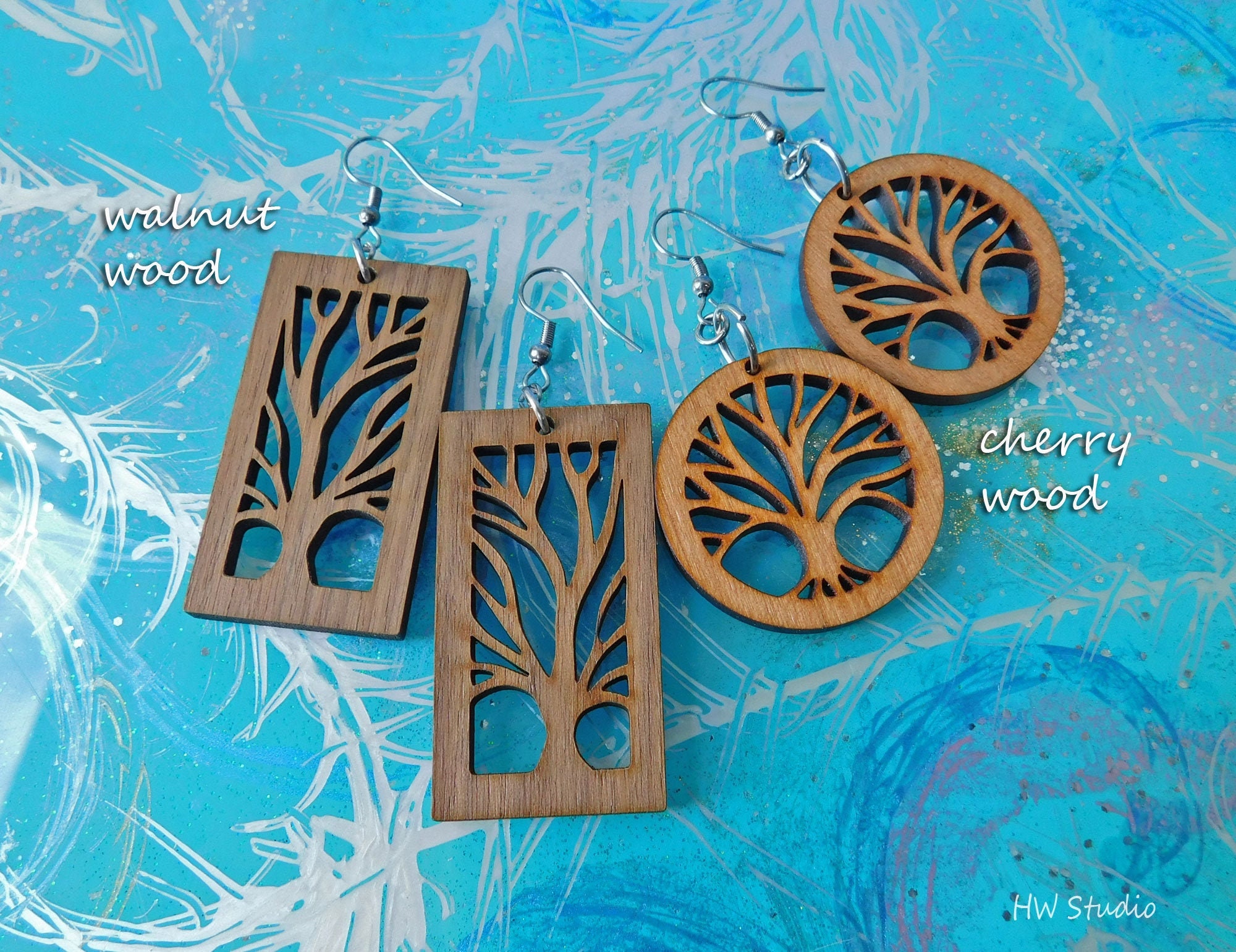 Wood Tree of Life Earrings Laser Cut Natural Wood Earrings | Etsy