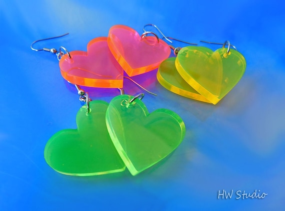 Neon Heart Green Pink Valentine's Day Stock Footage Video