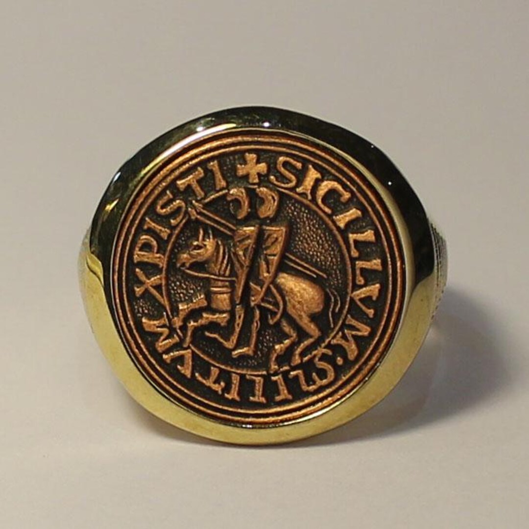 Masonic Seal of the Soldier of Christ Ring, 9ct Yellow & Rose Gold Mens ...