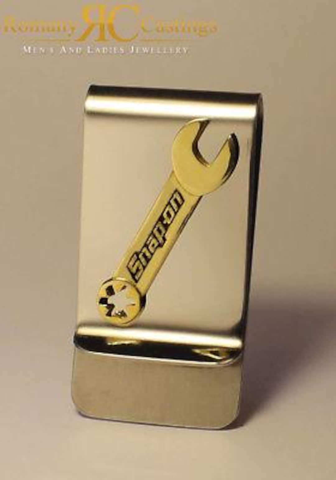 Snap on Spanner Pendant Stainless Steel Money Clip 9ct Gold Dipped 45 X ...