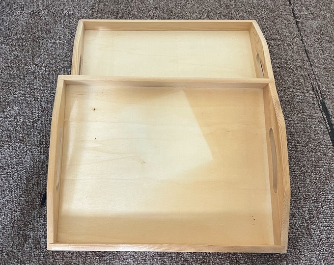 Set of 2 Unfinished Wooden Trays - Etsy