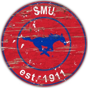 SMU Mustangs 12 Inch or 24 Inch Round Sign - Etsy
