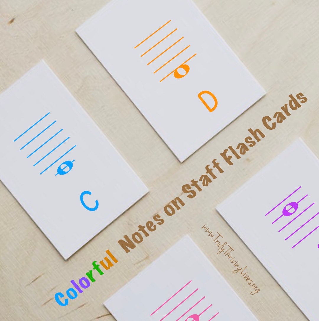 Colorful Notes on Staff Flash Cards | HOMESCHOOL MUSIC - Etsy