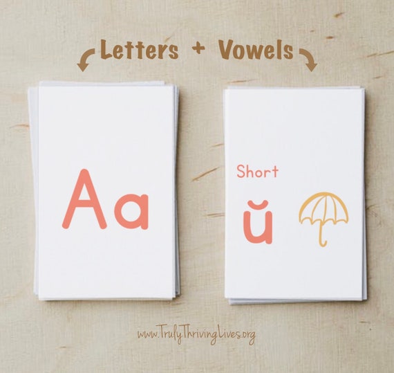 Letters and Vowels Flashcards HOMESCHOOL ENGLISH - Etsy