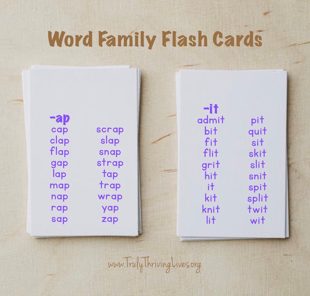 Word Family Flashcards HOMESCHOOL ENGLISH - Etsy