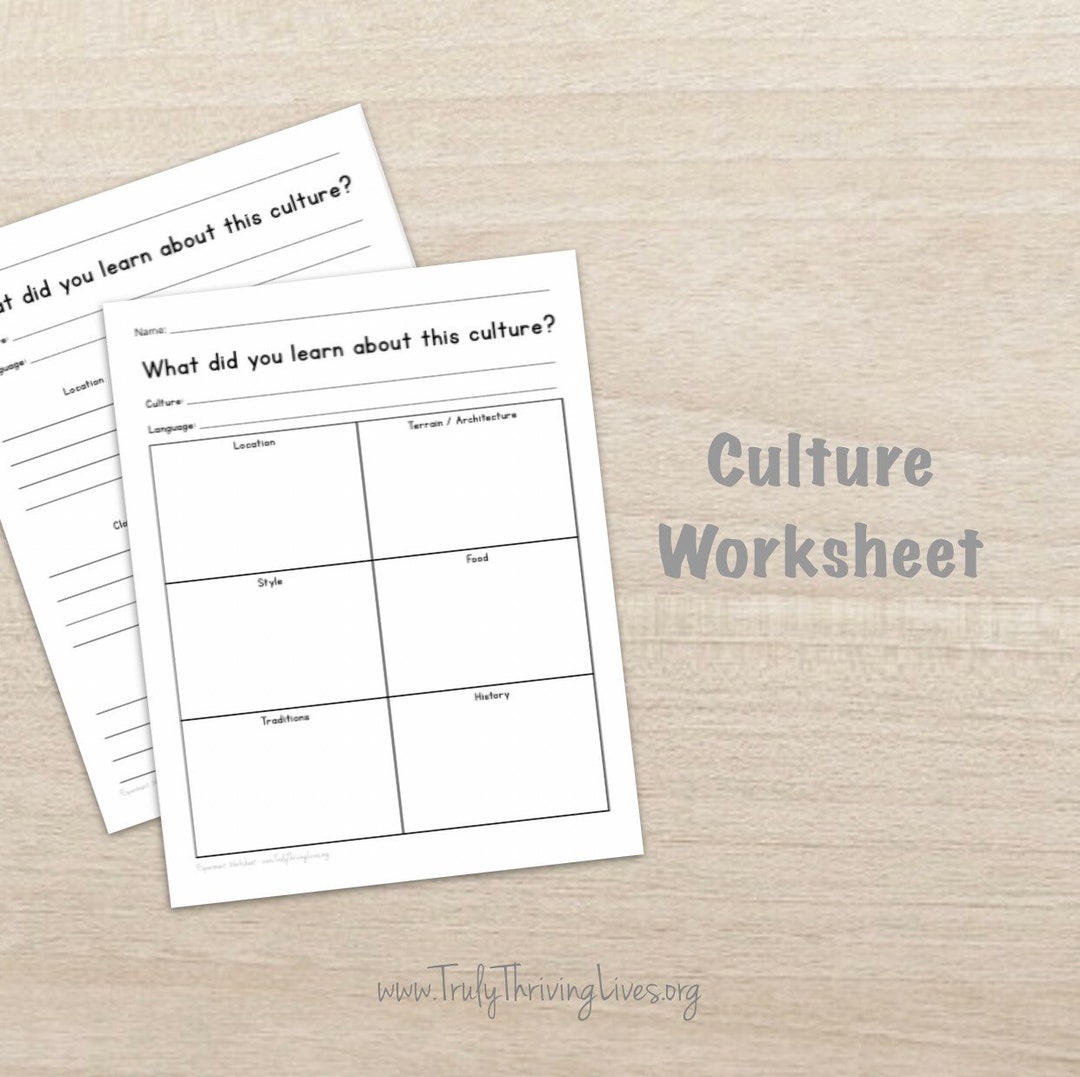 Culture Worksheet HOMESCHOOL SOCIAL STUDIES - Etsy
