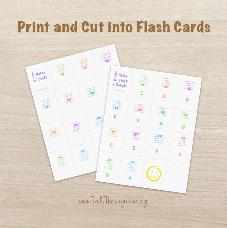 Colorful Notes on Staff Flash Cards HOMESCHOOL MUSIC - Etsy