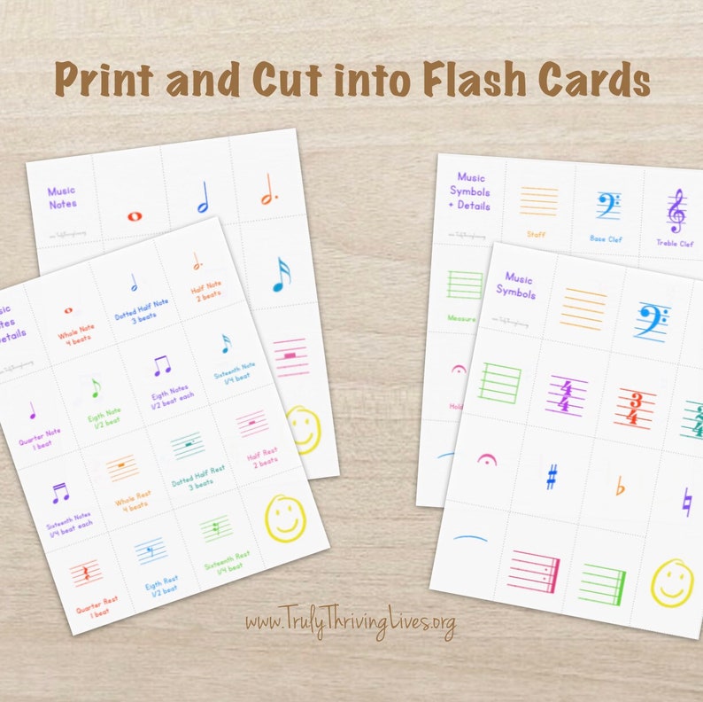 Colorful Music Flash Cards HOMESCHOOL MUSIC - Etsy
