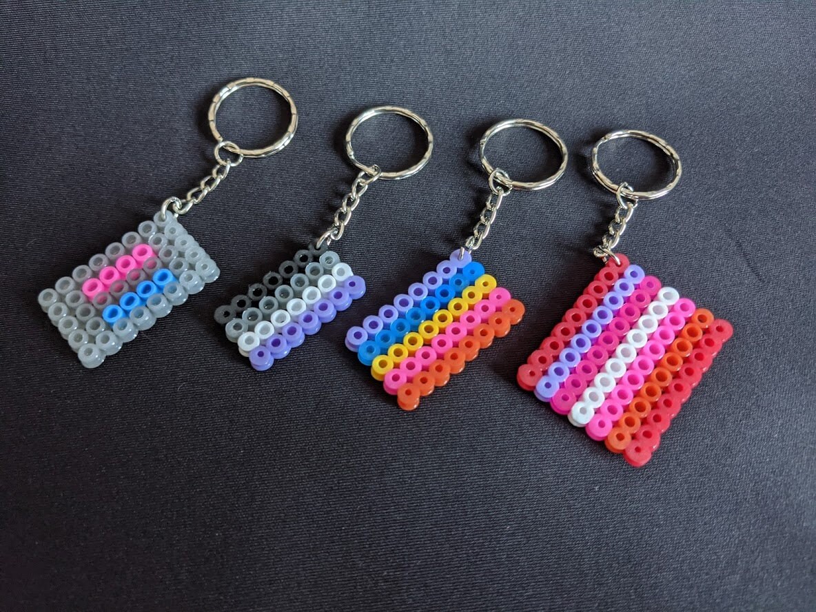 Pride Flag LGBTQIA Handmade Perler Bead Hama Bead Keyring - Etsy
