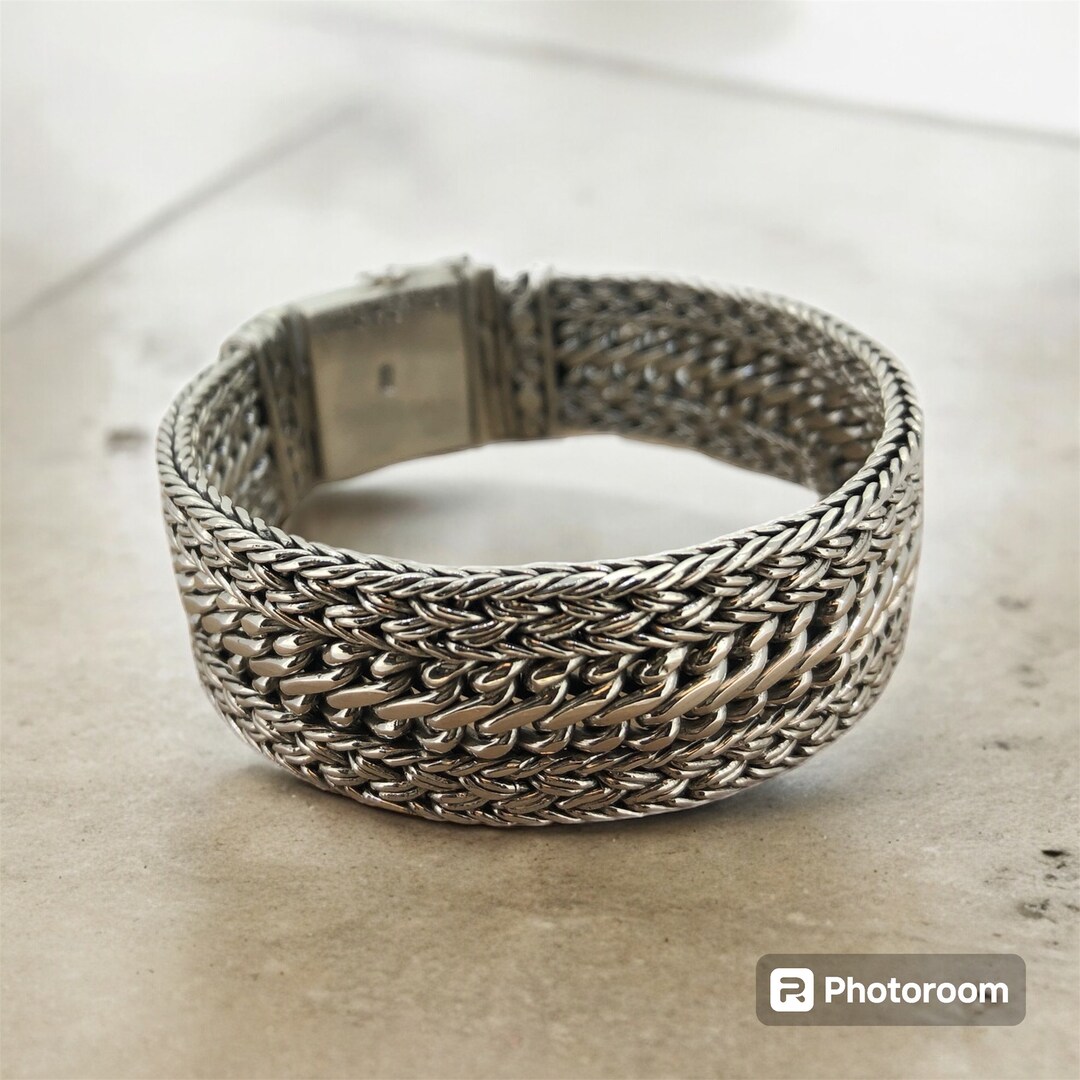 Sterling Silver Bali Design Double Padian Bracelet - Etsy