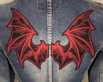Red Demon Devil Wings Iron on Embroidery Patch Mtcoffinz Pair Choose ...