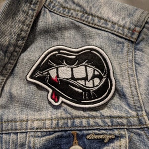Fangs Iron On Patch Embroidered Patch Patches for Denim | Etsy