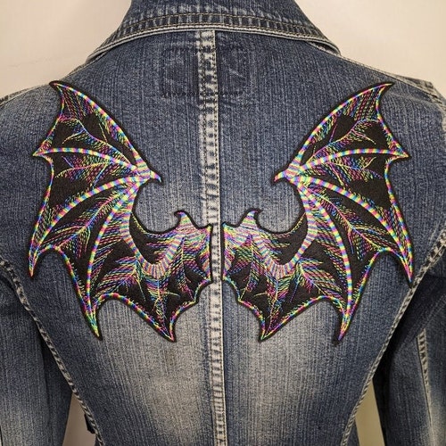 GLOW in the DARK Bat Wings Iron on Patches Embroidered Patch - Etsy