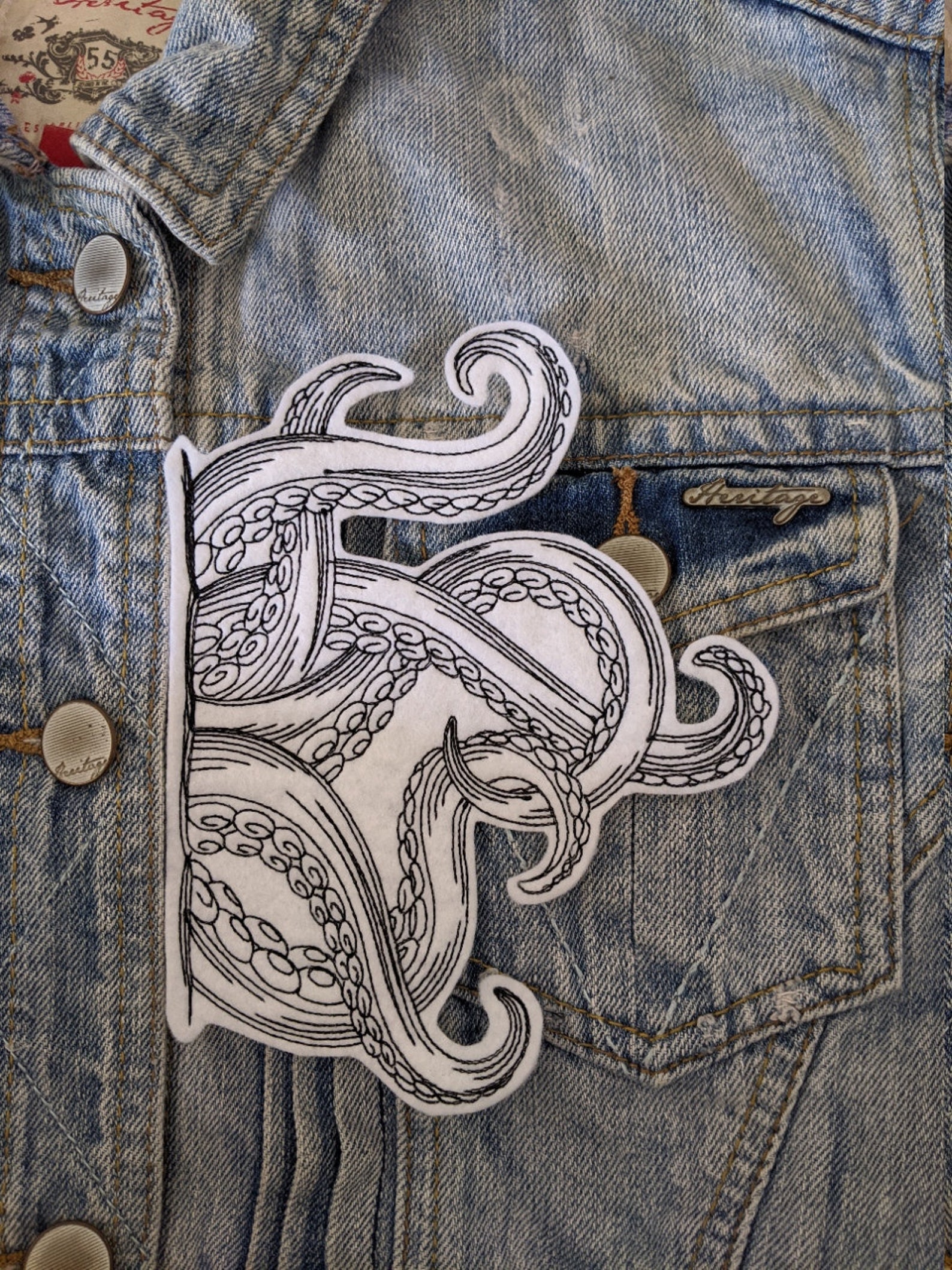 DOUBLE PACK Octopus Legs Iron on Patch | Embroidered Patch | Iron on ...