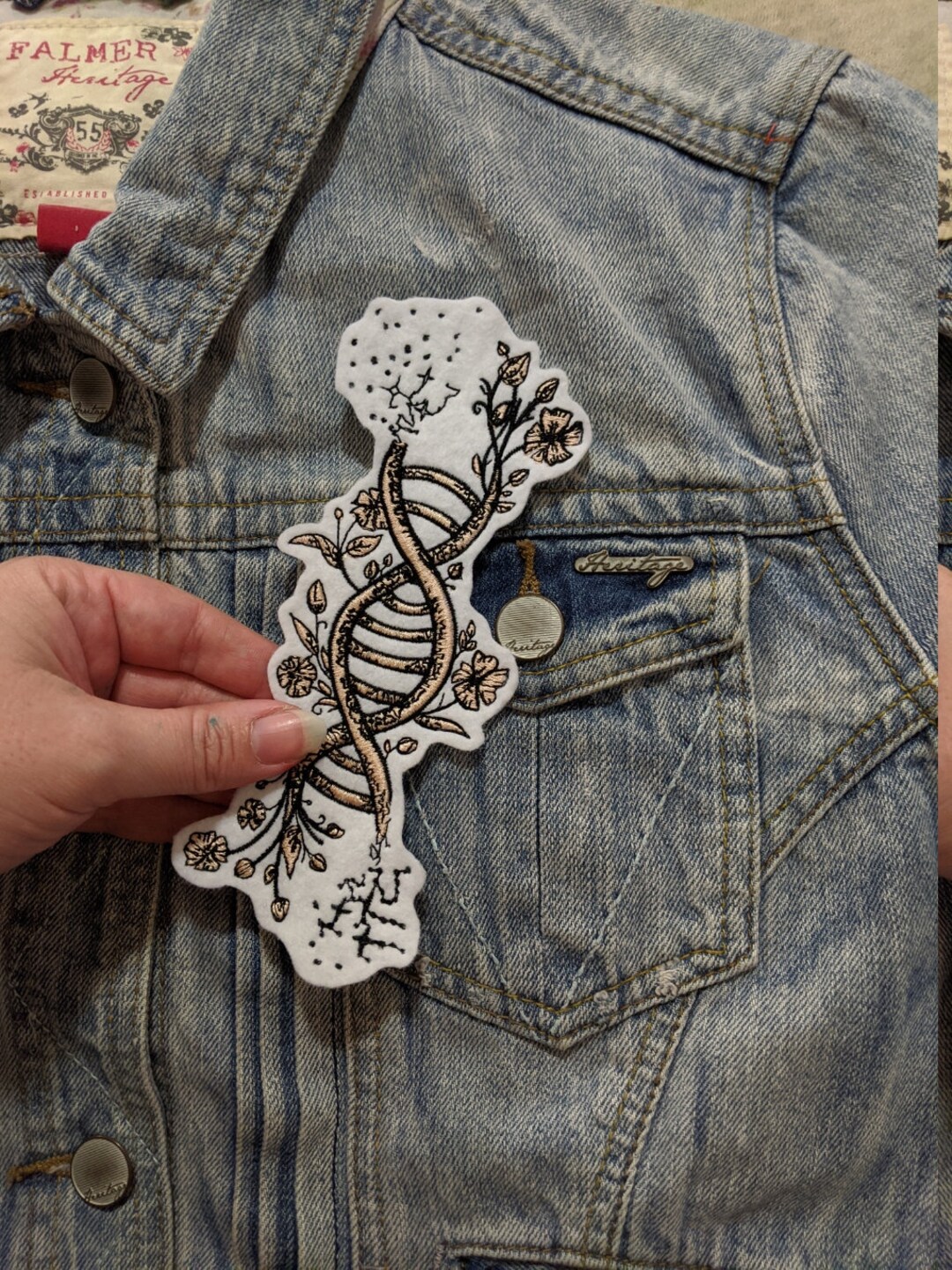 Floral Helix Iron on Patch | Embroidered Patch | Lineart Patch ...