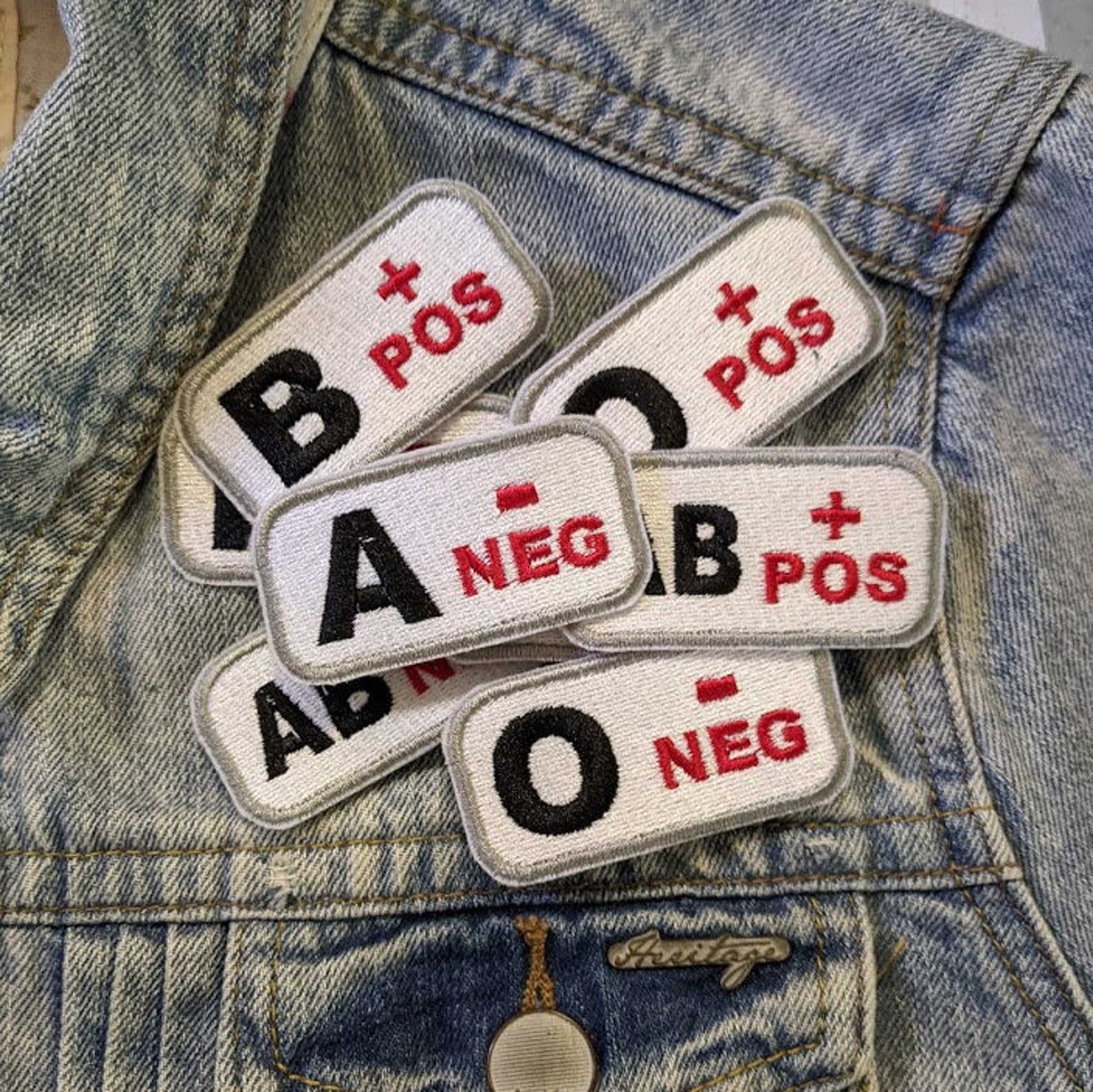 Grey Blood Type Iron on Patch | Embroidered Patch | Medical Patch ...