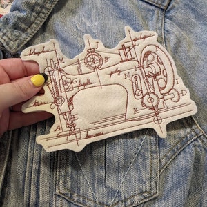 Vintage Sewing Machine Schematics Iron on Patch | Embroidered Patch ...
