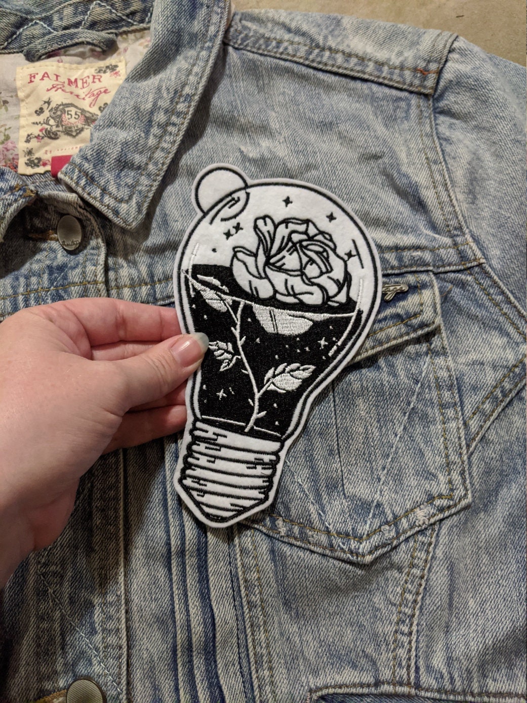 Rose Bulb Iron On Patch Embroidered Patch Art Patch | Etsy