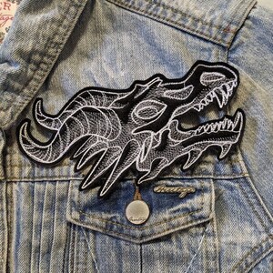 Black Shadow Dragon Iron on Patch | Embroidered Patch | Patch for Denim ...