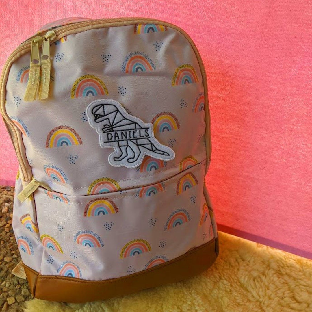 PERSONALISED T-rex Name Tag Patch, Dinosaur, Back to School, Schoolbag ...