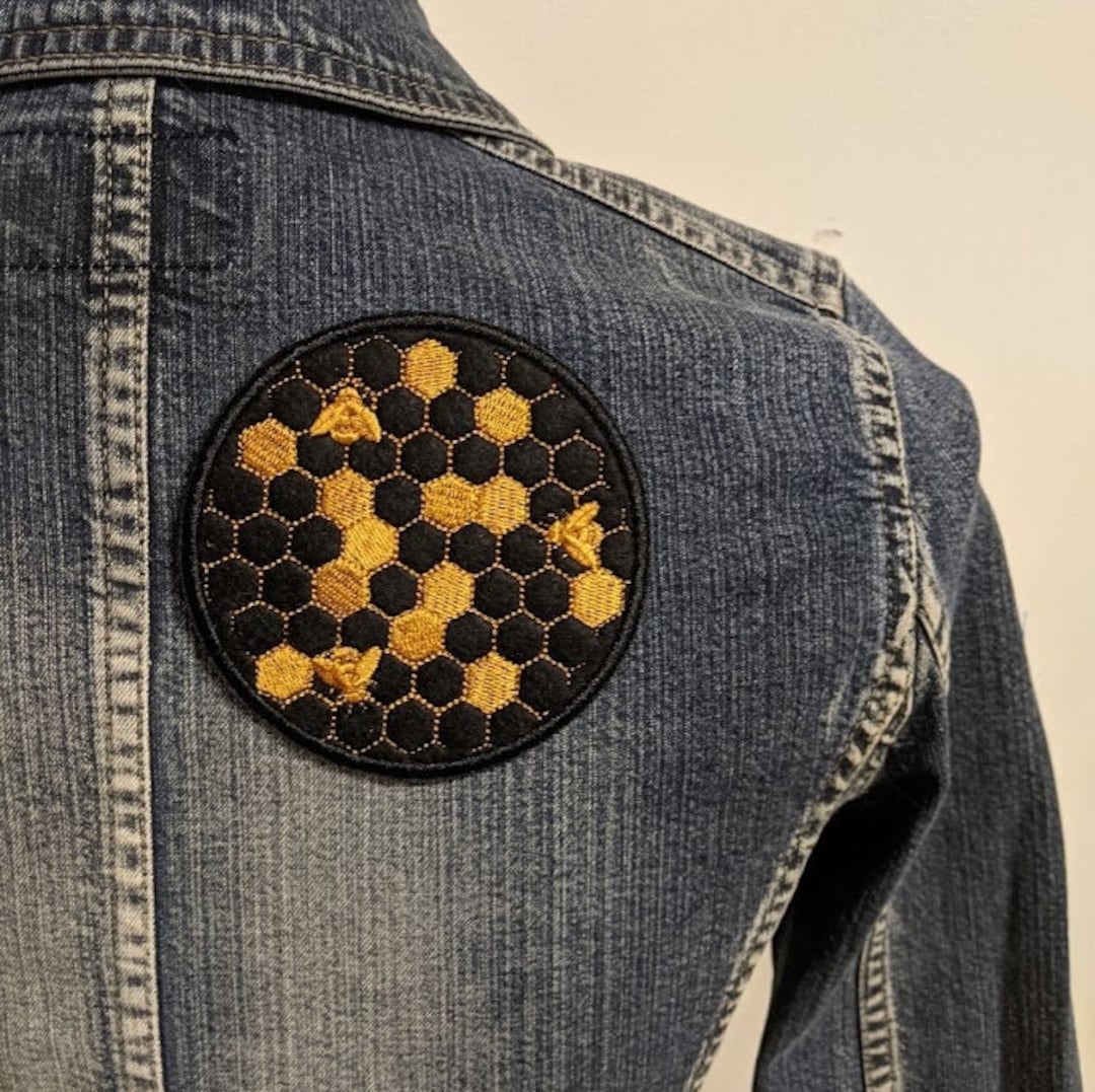 Honeycomb Iron on Patch, Embroidered Patch for Clothing, Bee Patch for Clothing, Embroidery ...