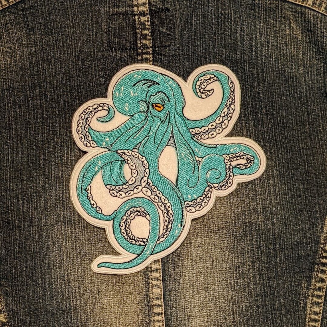 Giant Octopus Iron on Patch, Embroidered Patch, Kraken Patch, Tentacle ...