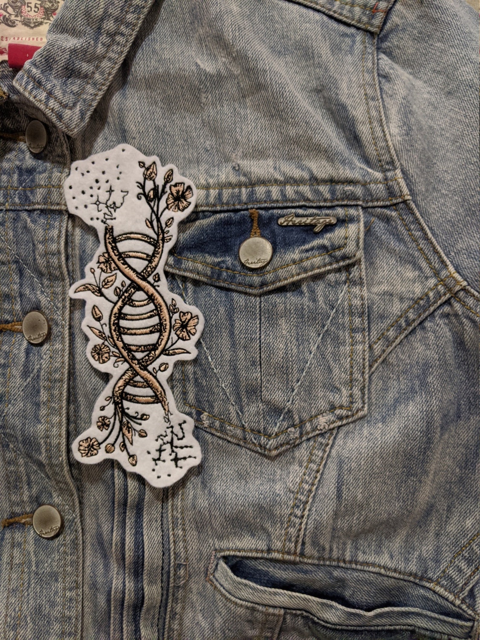 Floral Helix Iron on Patch Embroidered Patch Lineart Patch - Etsy