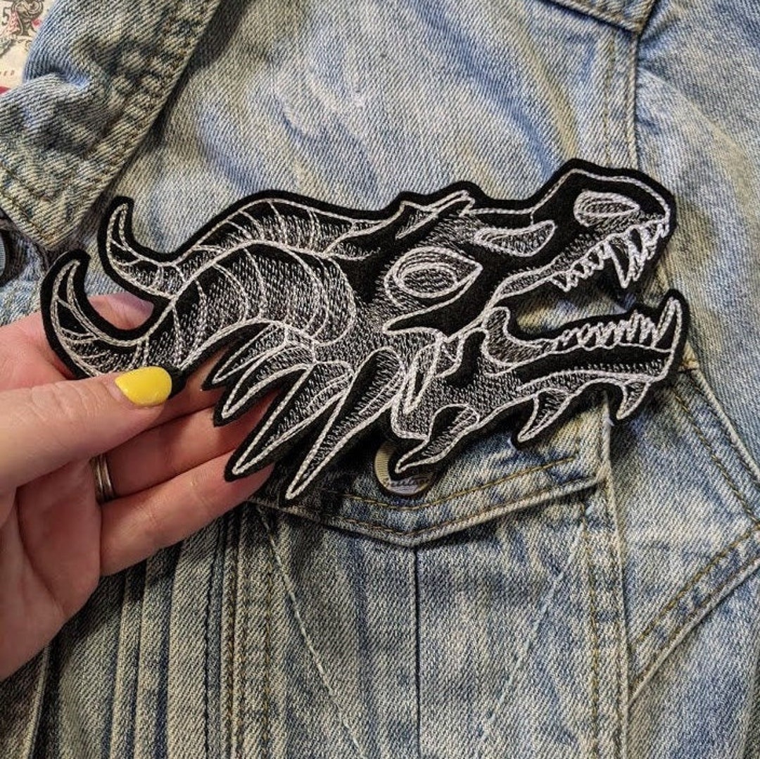 Black Shadow Dragon Iron on Patch | Embroidered Patch | Patch for Denim ...
