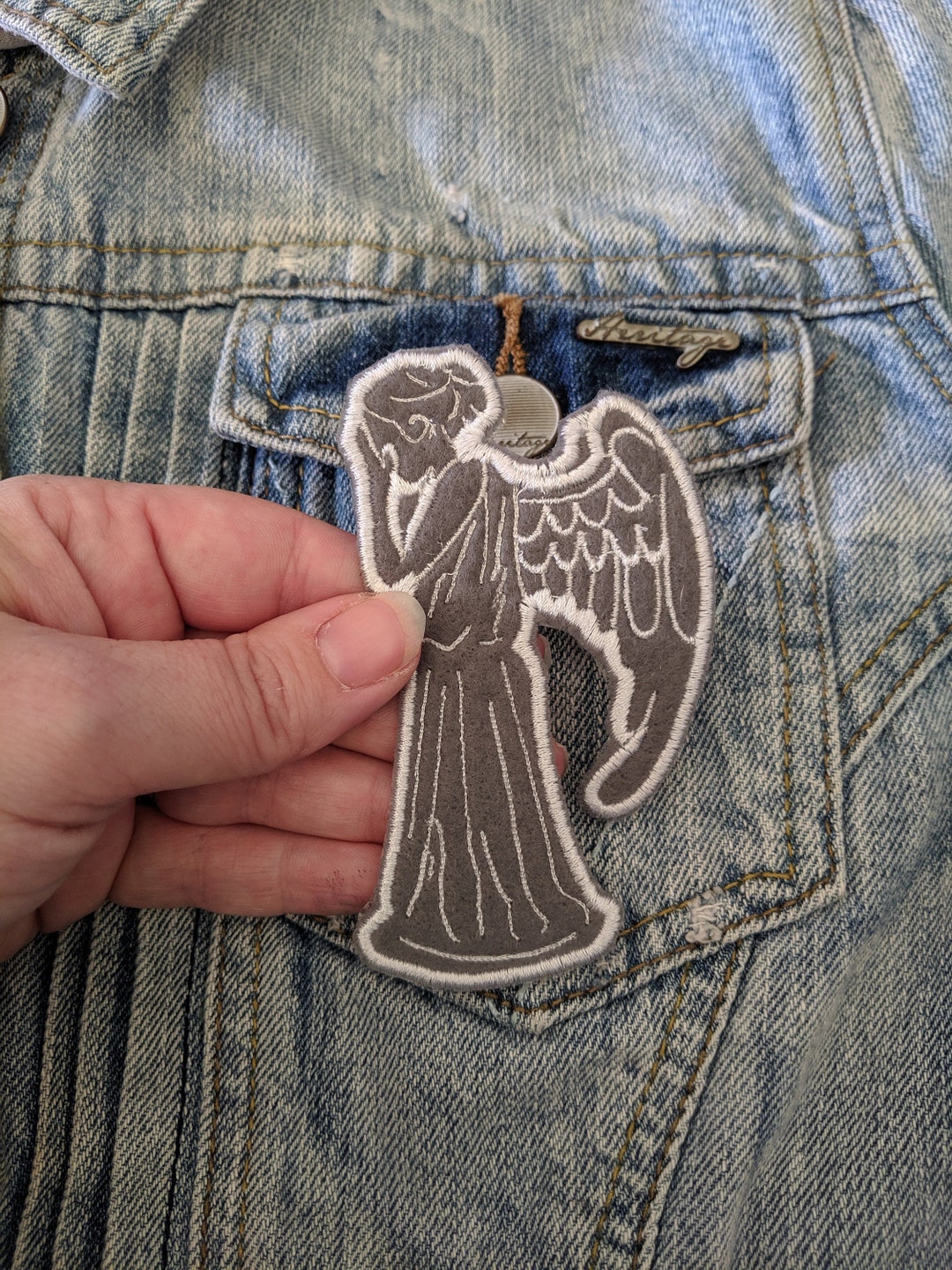 Crying Angel Iron on Patch - Etsy