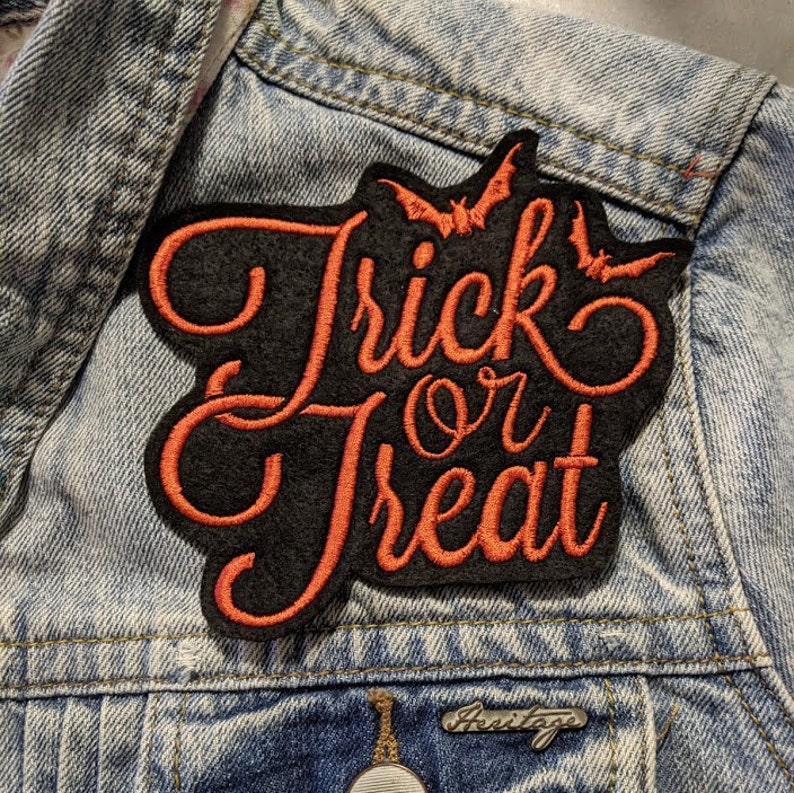 Trick or Treat Iron On Patch Embroidered Patch Patches for | Etsy