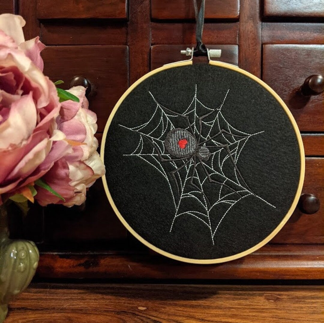 Spiderweb Embroidered Wall Decor, Machine Embroidery, Wall Hanging ...